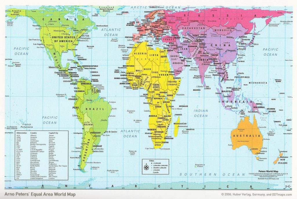 Arno Peters Equal Area World Map – ODTMaps (2006) – Le Cortecs